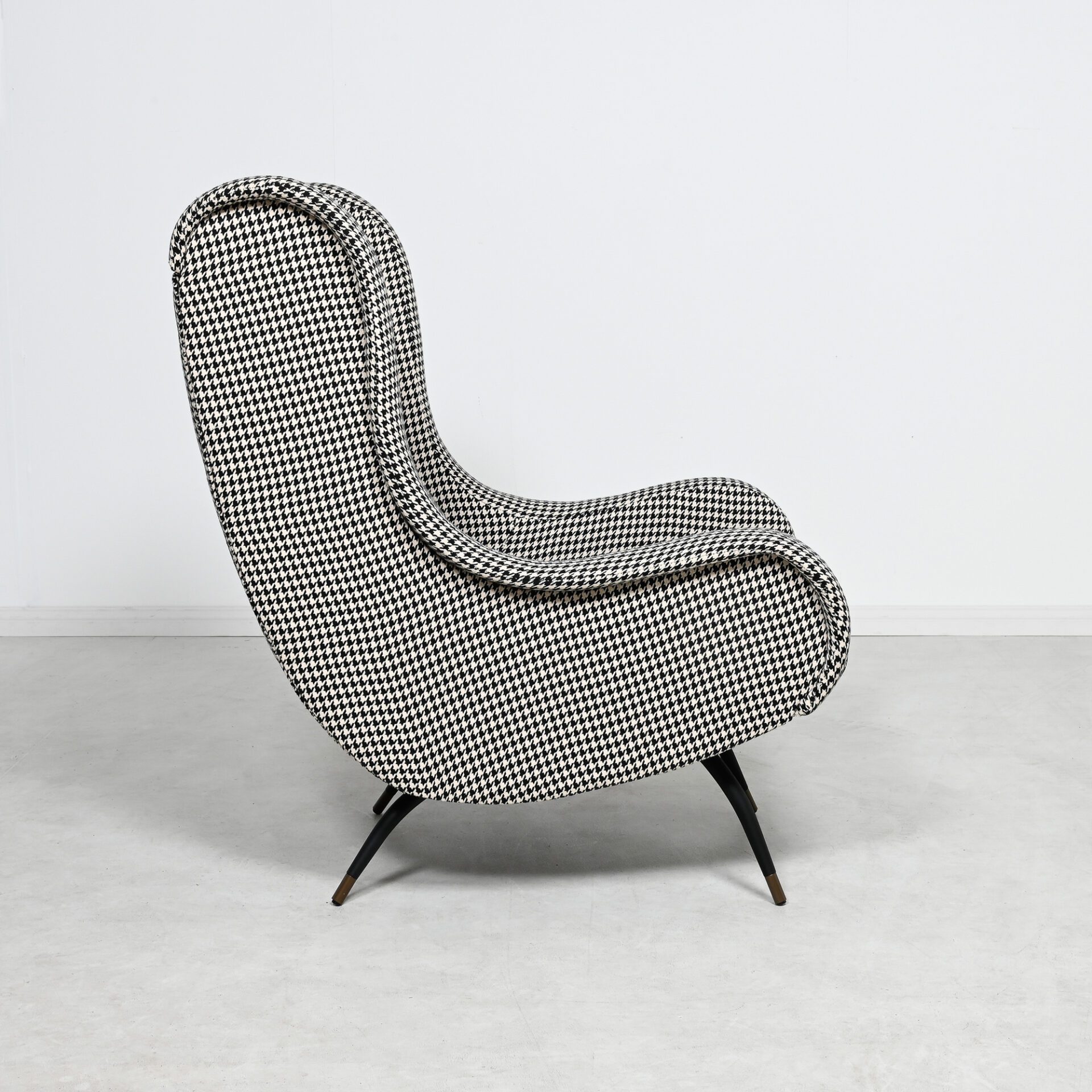Houndstooth Black Fabric Armchair
