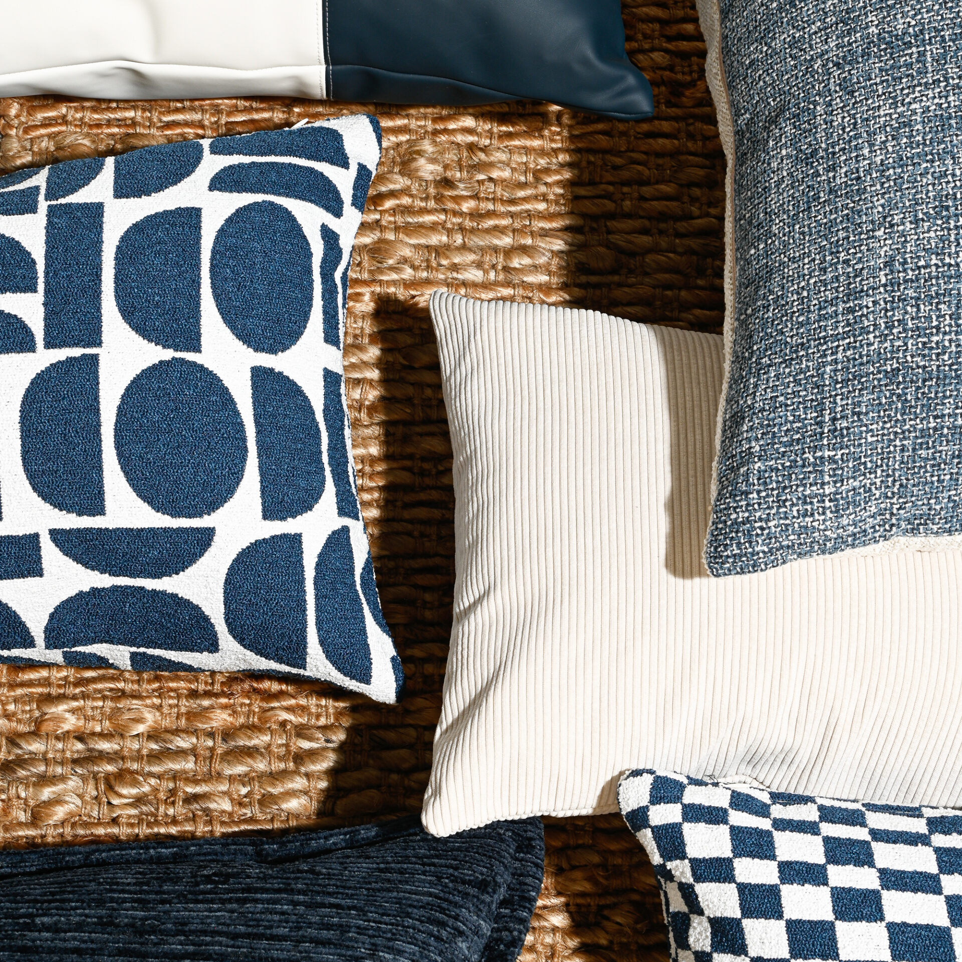Ocean Texture Rectangular Blue Fabric Cushion