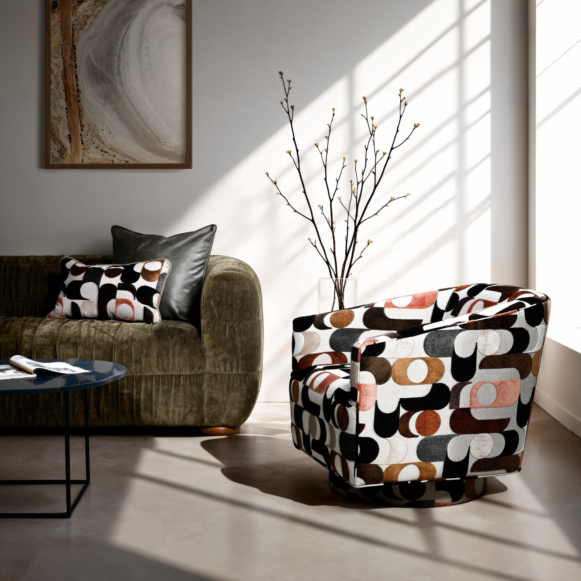 Vintage patterned Swivel Chair