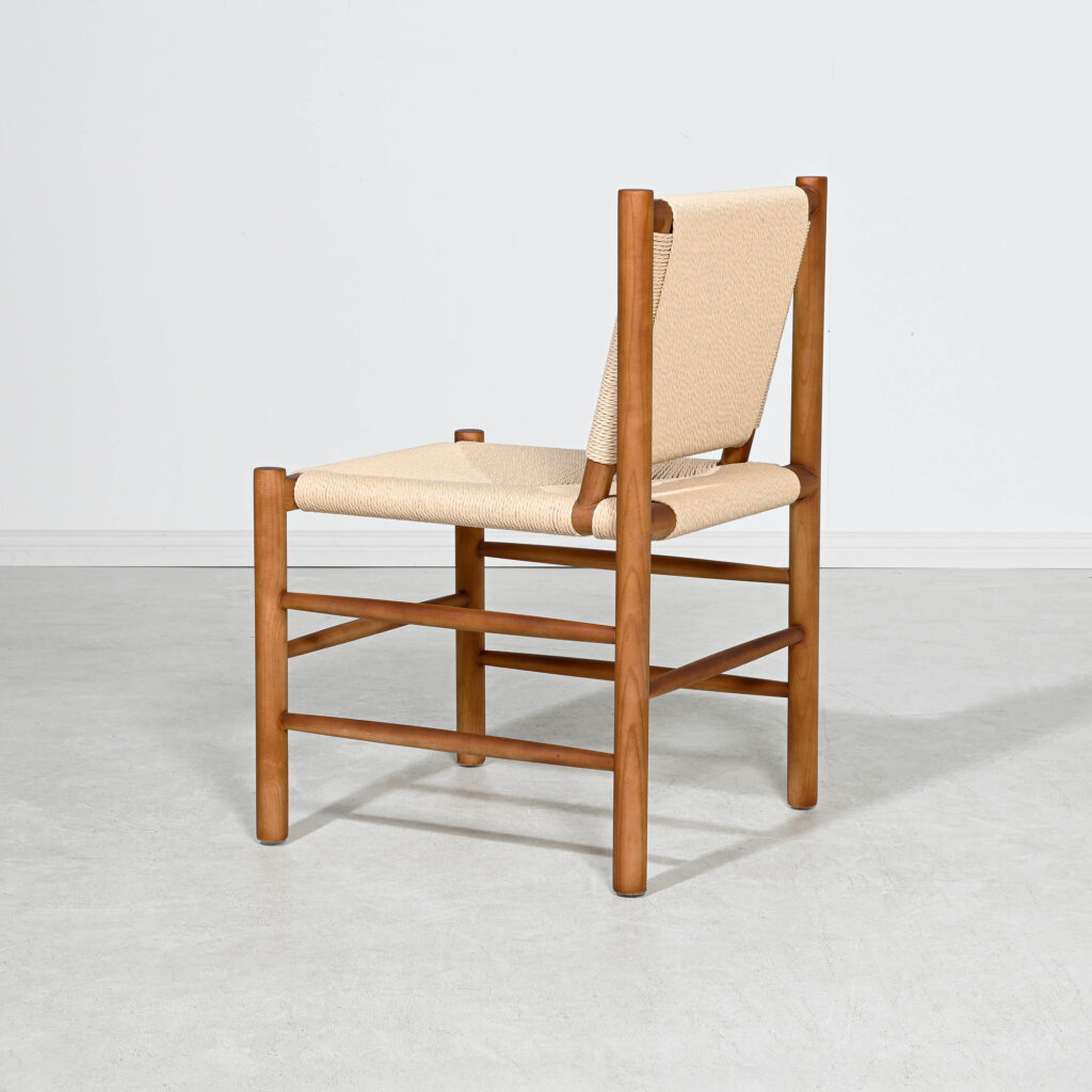 Walnut Wood and natural rope dining chair