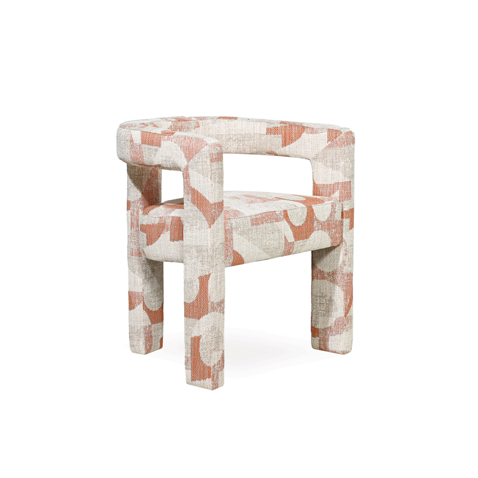 Natural and brick fully upholstered dining chair