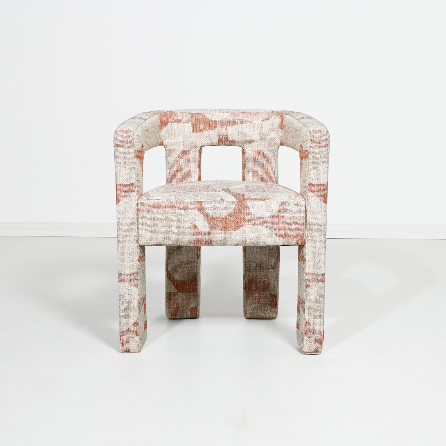 Natural and brick fully upholstered dining chair