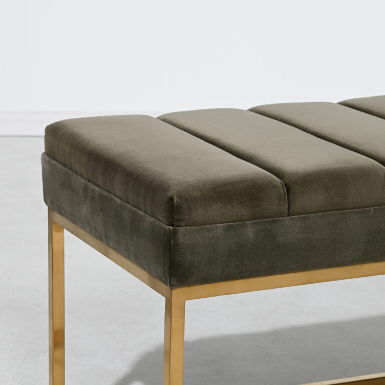 Olive green bench with gold legs