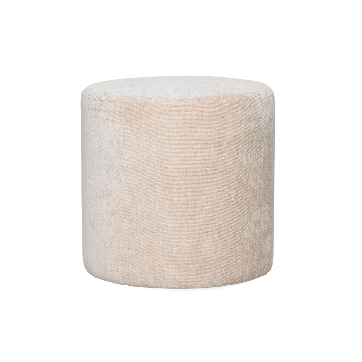 Natural round velvet chenille ottoman