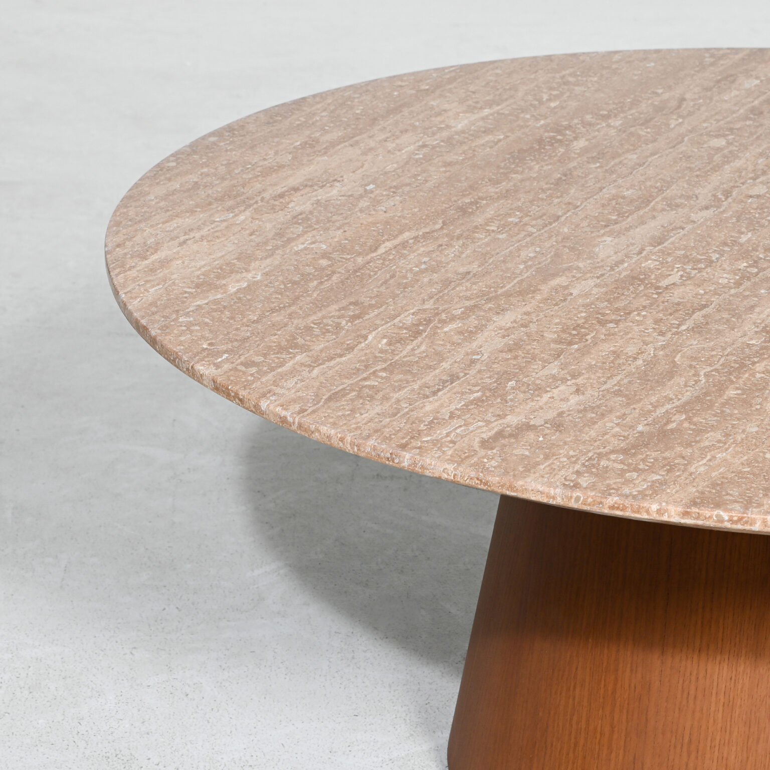 Round sandstone wood coffee table
