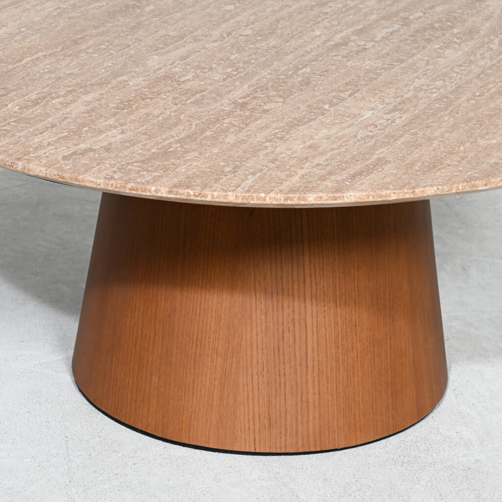 Round sandstone wood coffee table