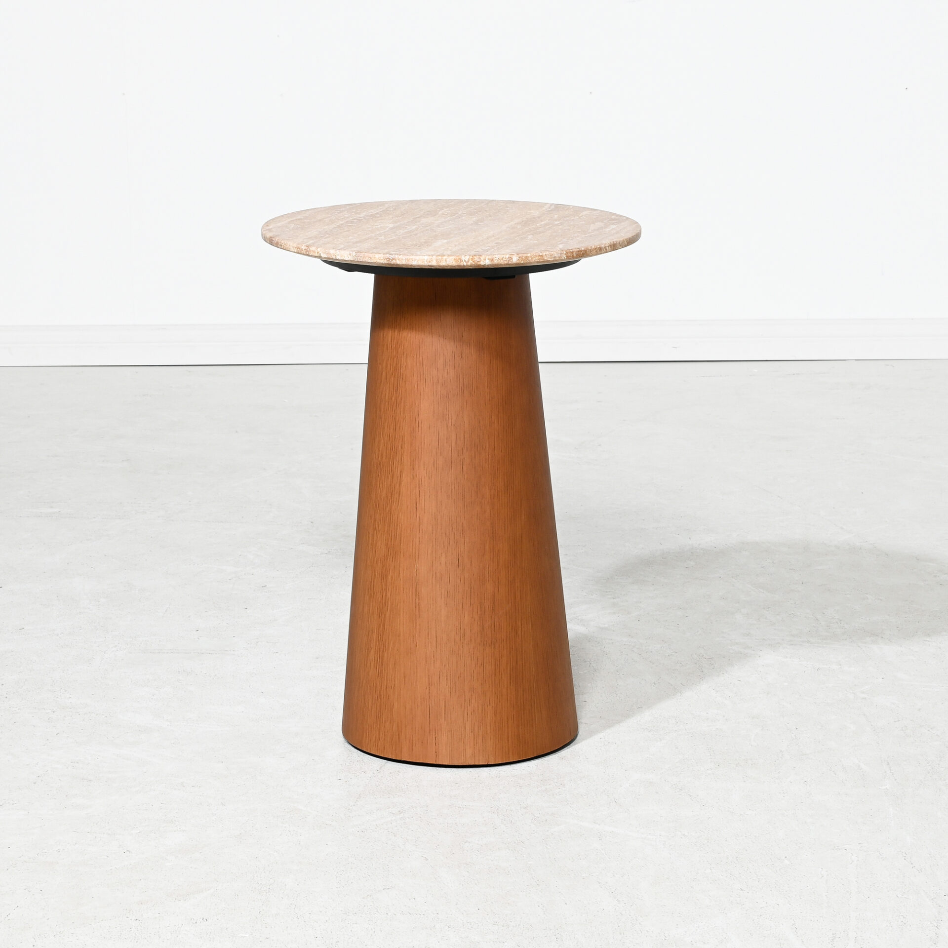 Round sandstone wood side table
