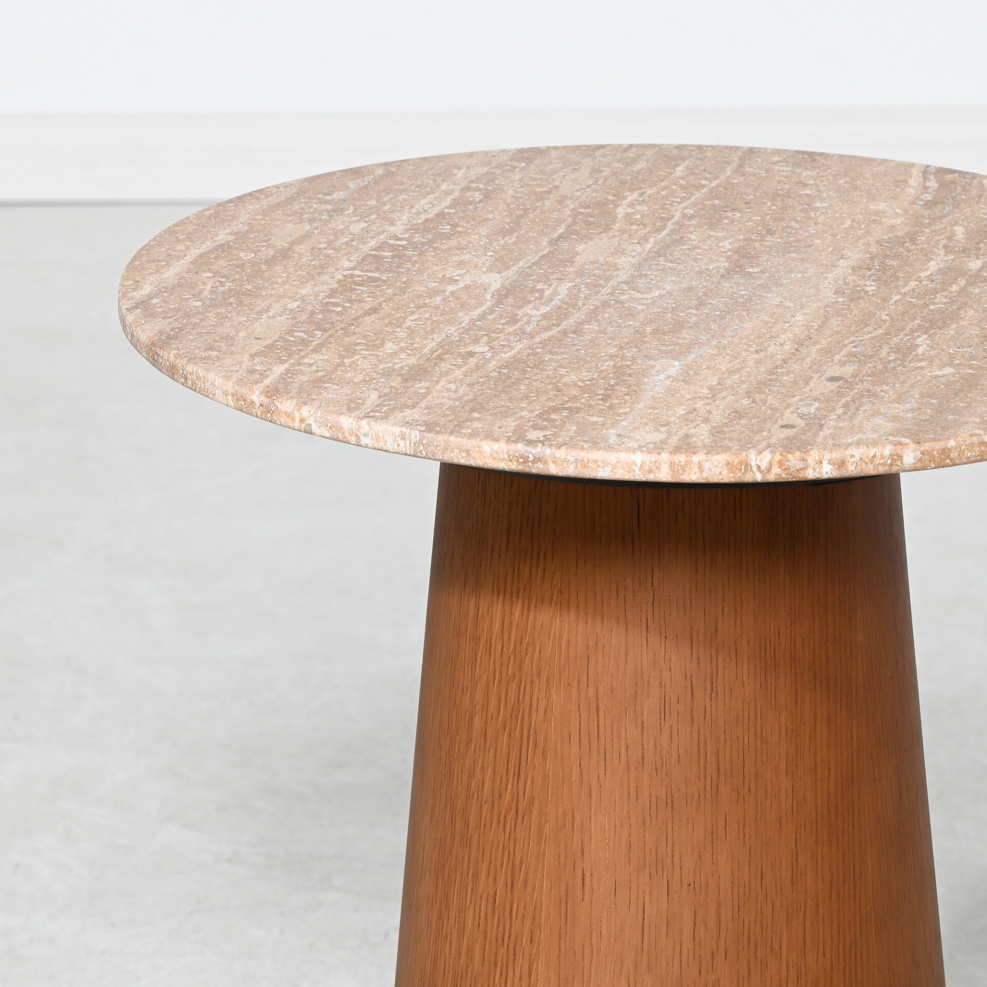Round sandstone wood side table
